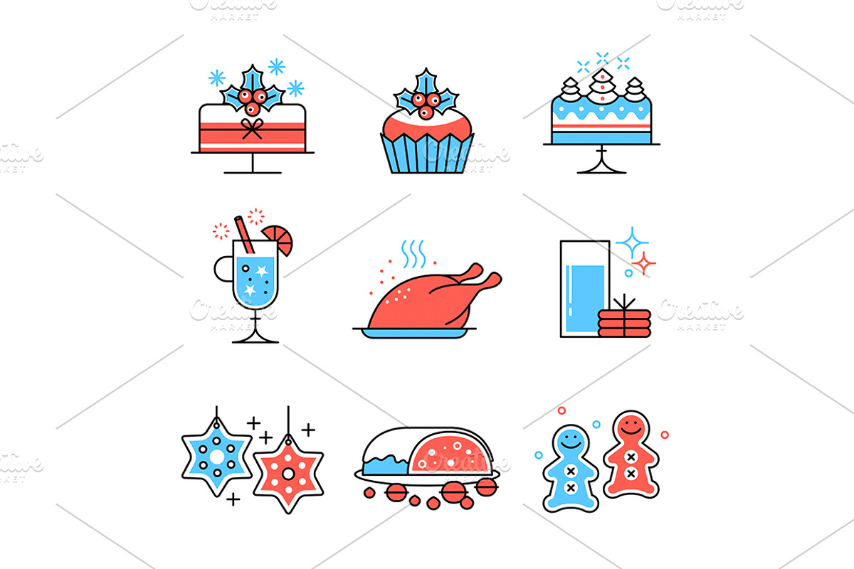 Christmas food and drinks, an Icon by Iconicbestiary | Creative Market
