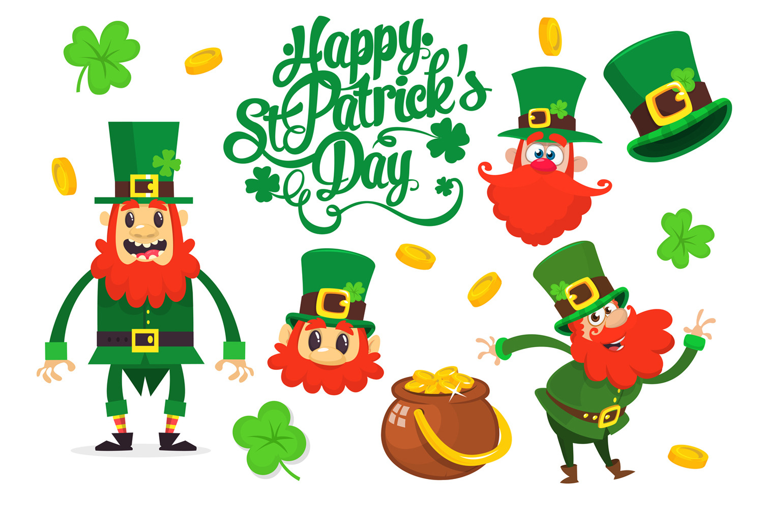 St Patrick's Day cartoon icons, an Illustration by D R A W K M A N
