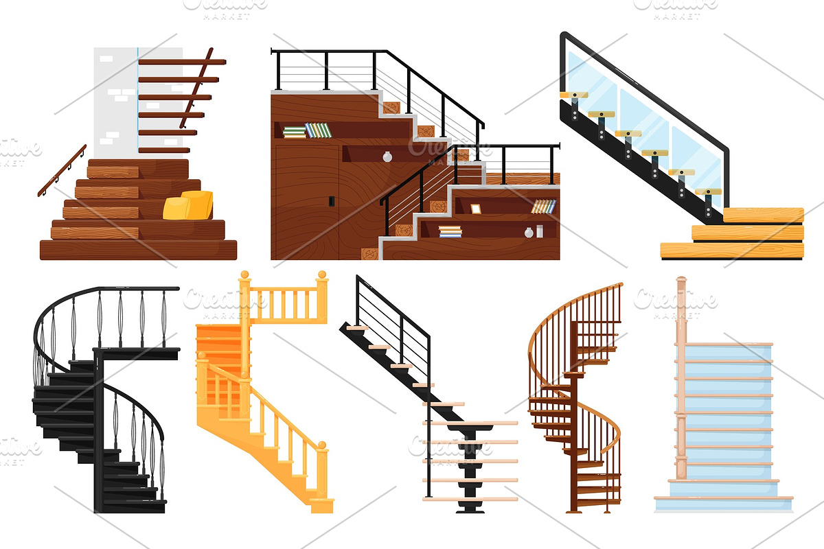 Interior wooden stairs, store, an Object Graphic by studioworkstock