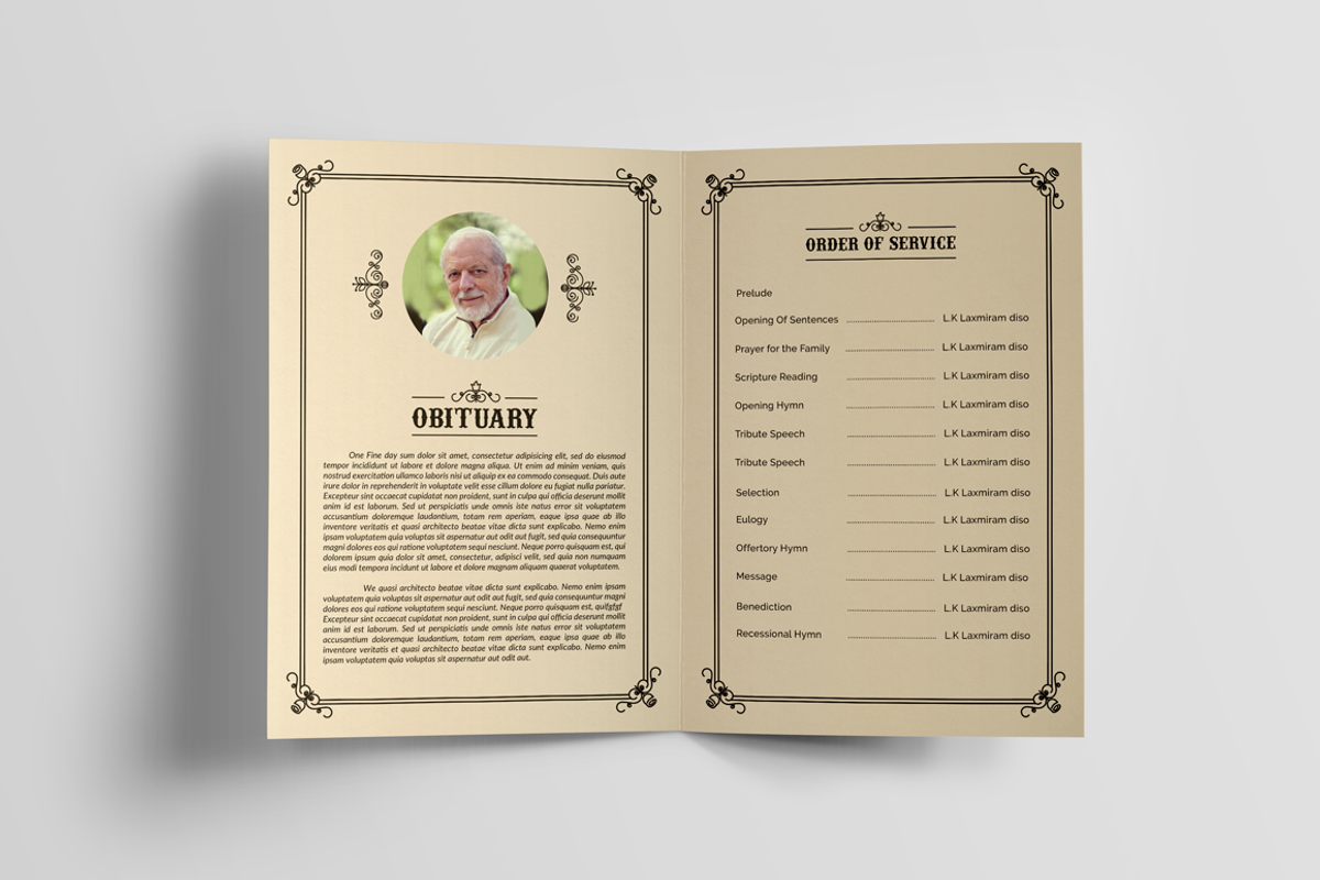 Vintage Funeral Program Template, a Brochure Template by Jaisivakumar