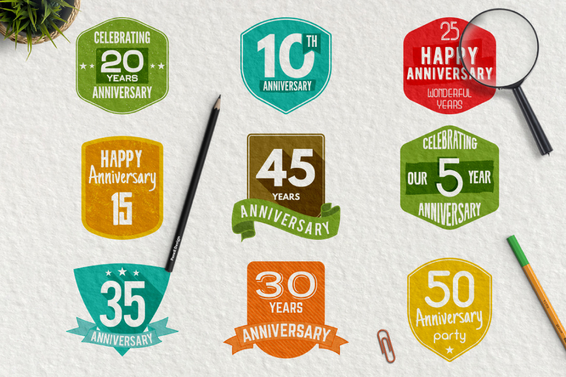 Anniversary Logos & Extras, a Branding & Logo Template by JeksonGraphics