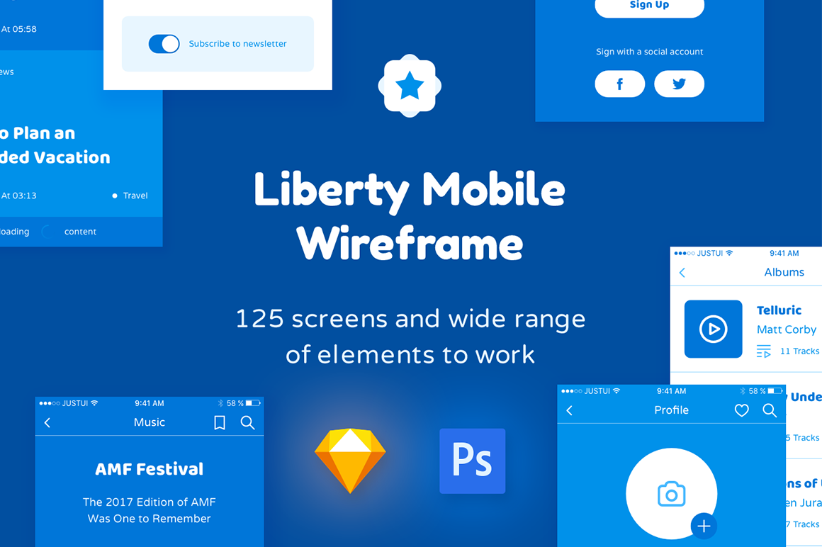 Liberty Mobile Wireframe Kit, a Wireframe Template by Just UI