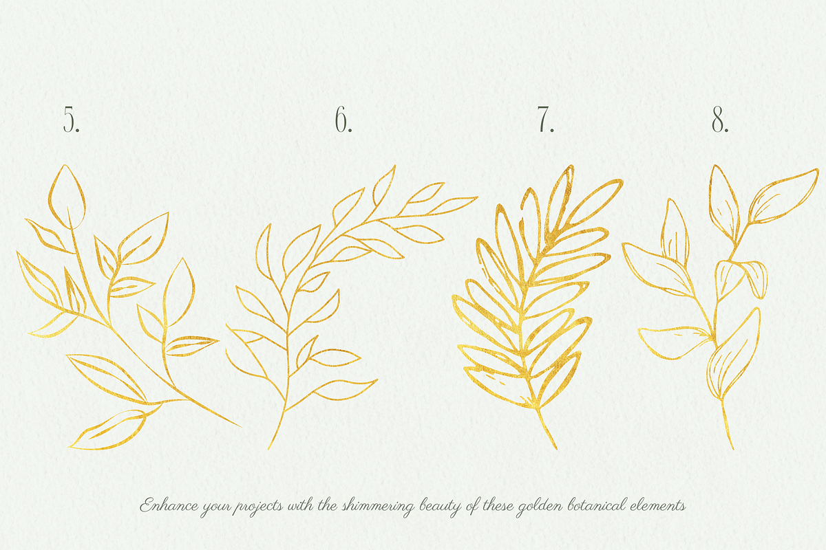 Gold Glitter Leaves Clipart