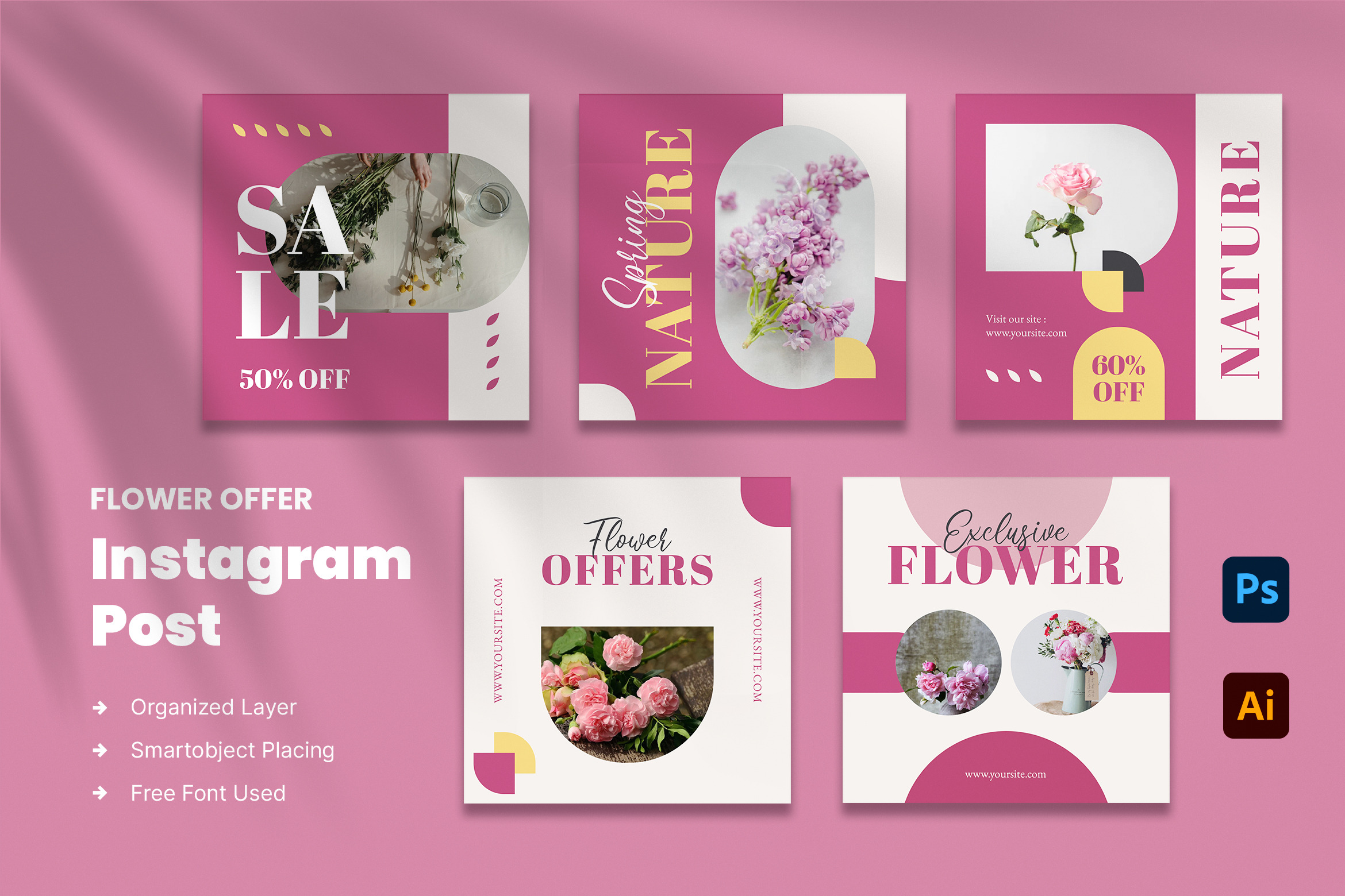Flower Offer Instagram Post, a Social Media Template by Rahardi ...