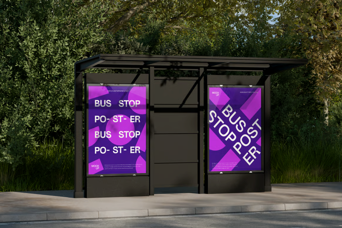 Urban Bus Stop Poster Mockup, an Advertising Mockup by graphicsauce