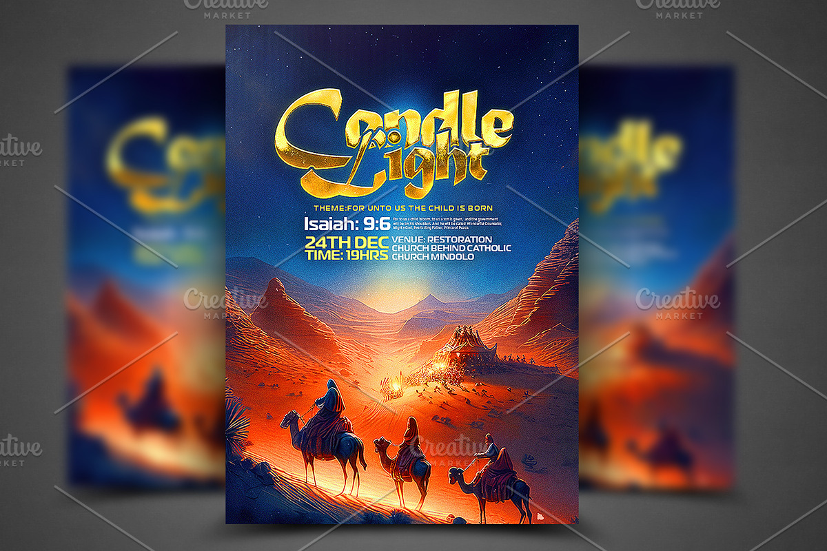 Candle Light service flyer template