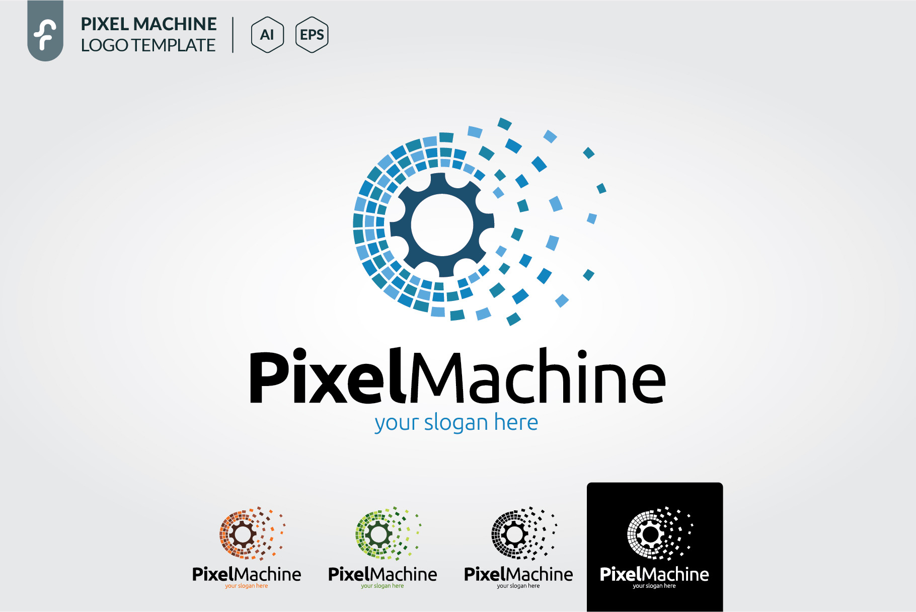 Pixel machine logo template, a Branding & Logo Template by ft.studio
