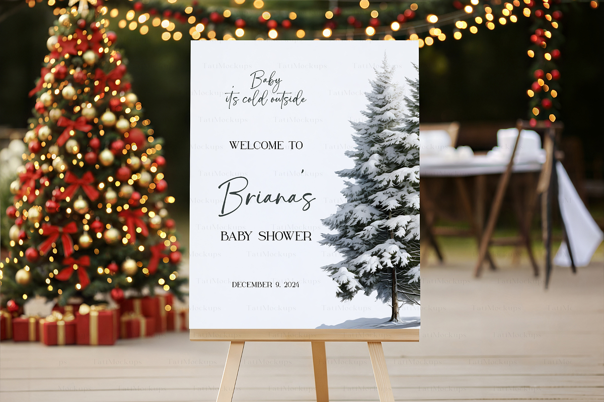 Christmas Welcome Sign Mockup, a Product Mockup by TatiMockup