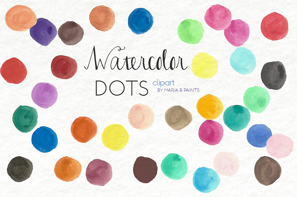 Watercolor Clip Art - Dots, a Decorative Illustration by Maria B. Paints
