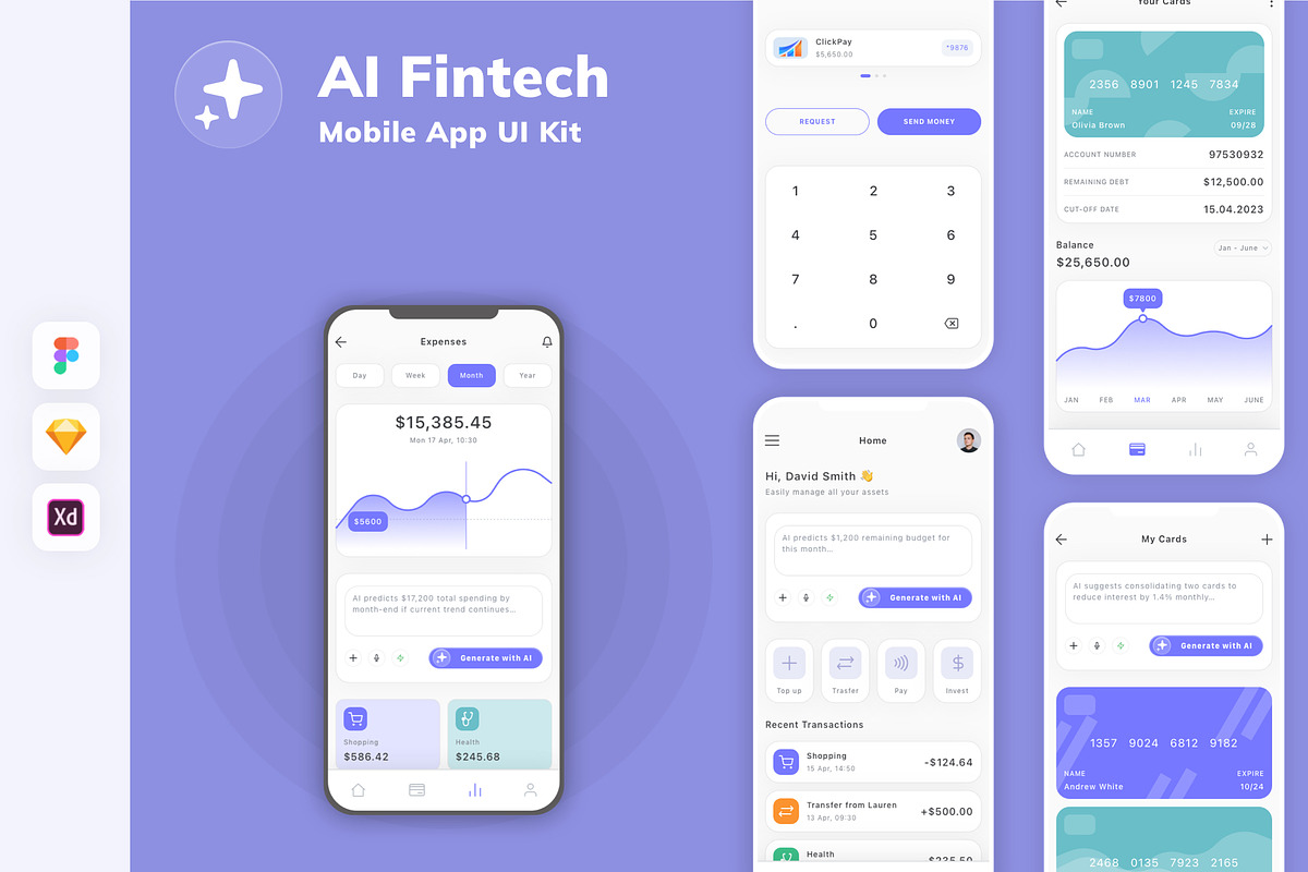 AI Fintech Mobile App UI Kit, an UI Kit Template by uicube