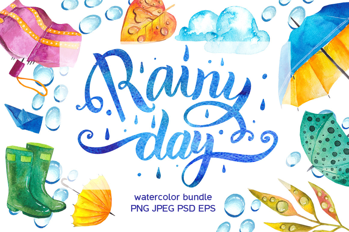 Rainy day - watercolor bundle, a Decorative Illustration by Beauty ...