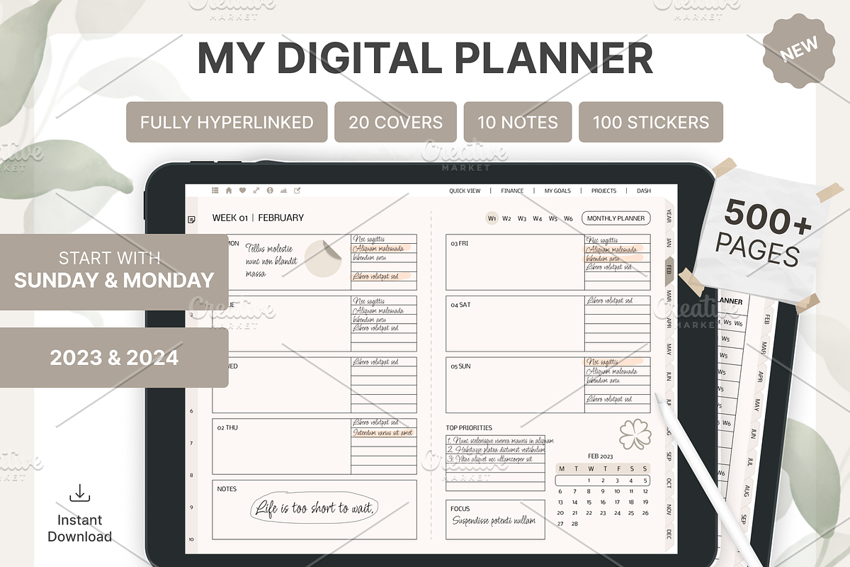 2023 2024 Digital Planner iPad, a Templates & Theme by Digital_Mind