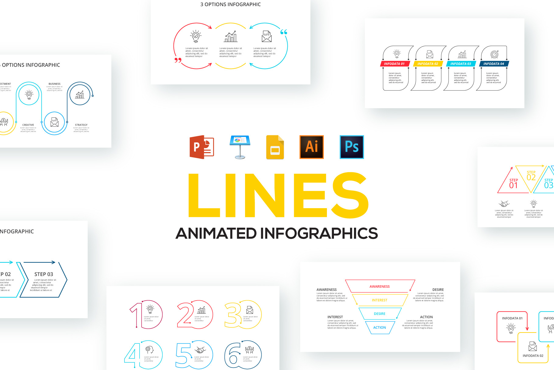 Line Animated Infographics Templates