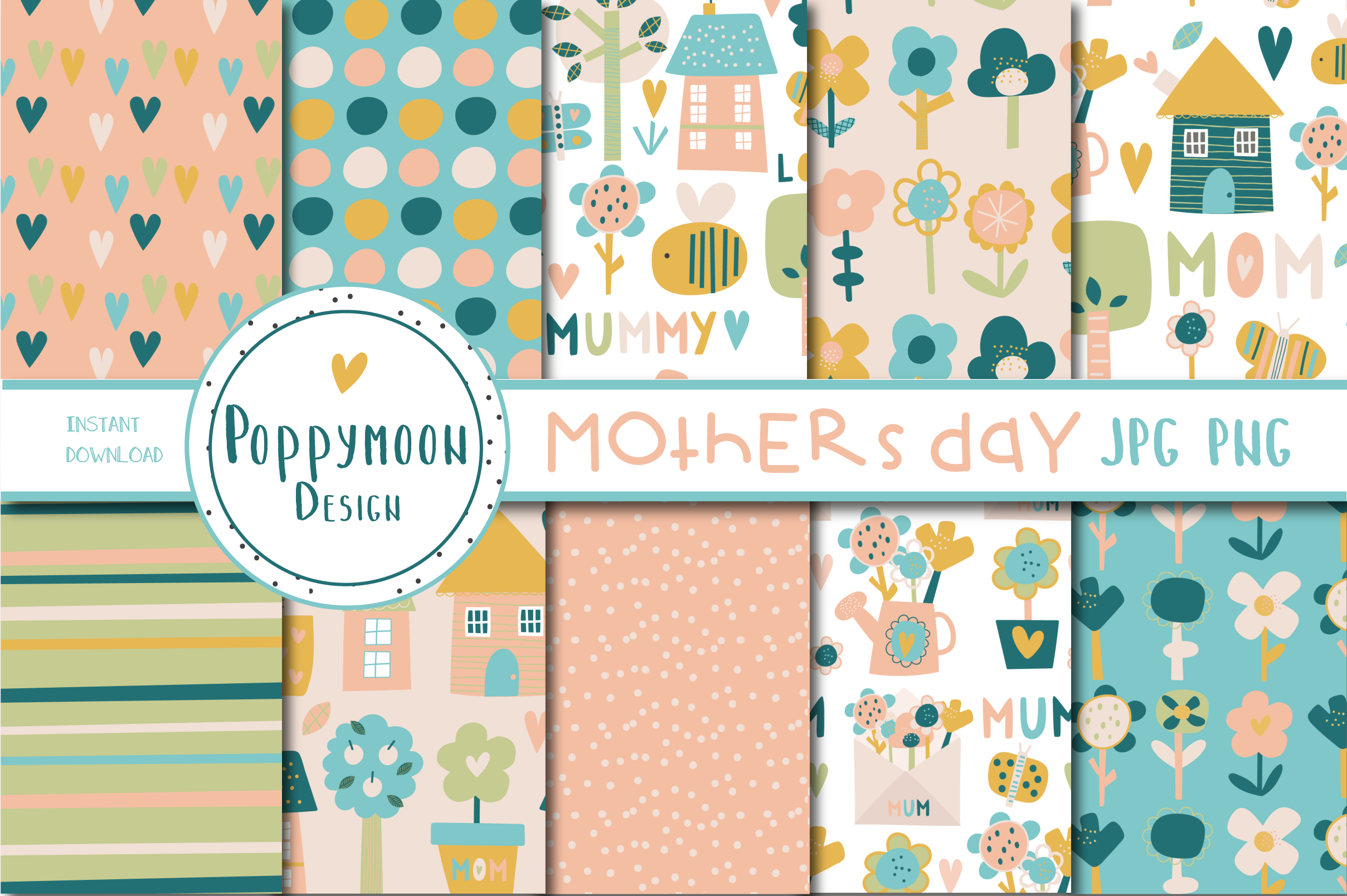 Mothers day paper set, a Pattern Graphic by Poppymoondesign