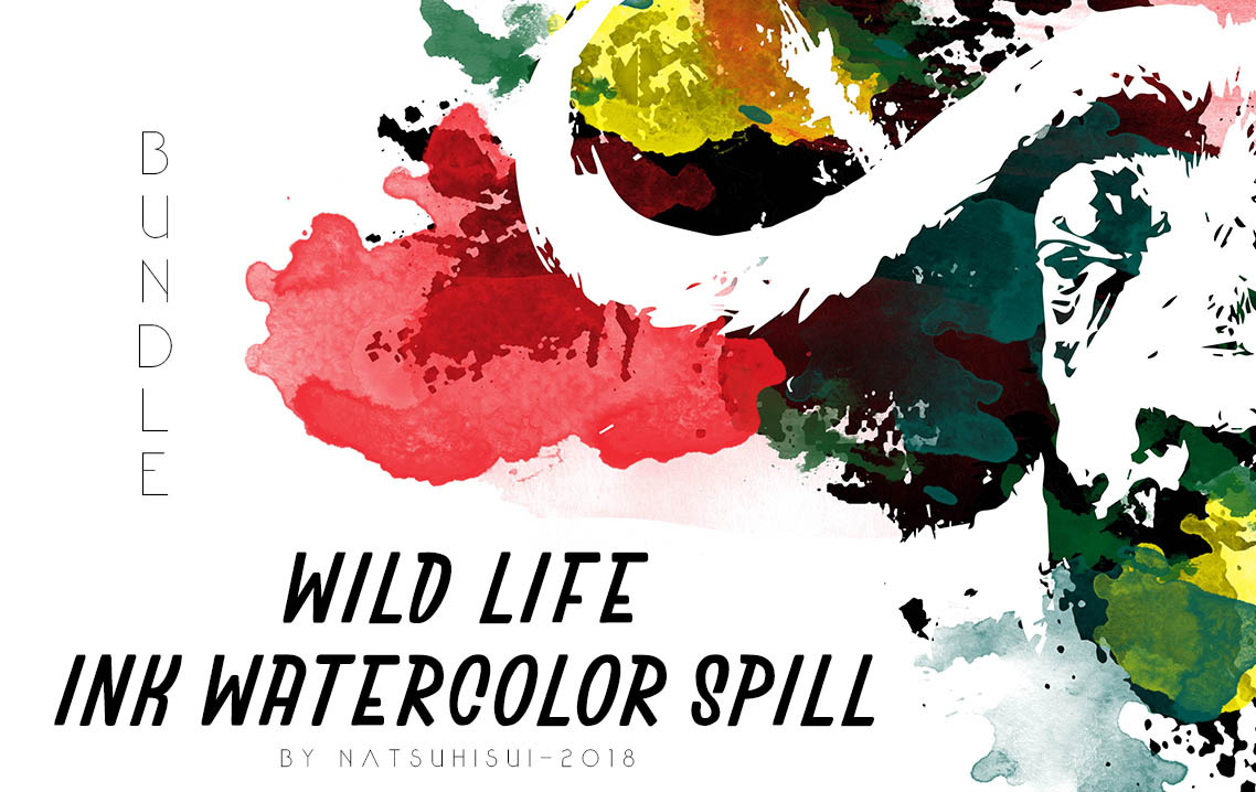 Wild life Ink - Watercolor Spill, an Animal Illustration by Natsuhisui