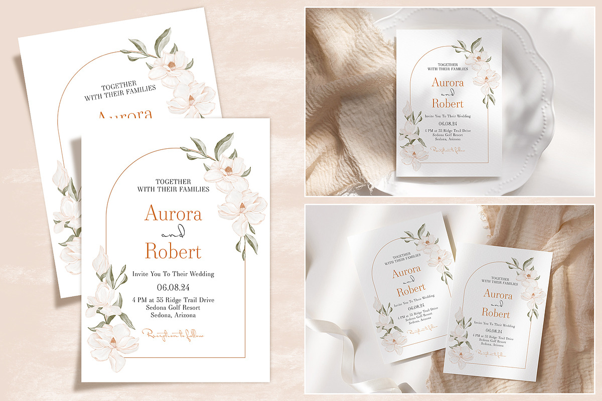 Wedding Invitation Template Magnolia, an Invitation Template by ...