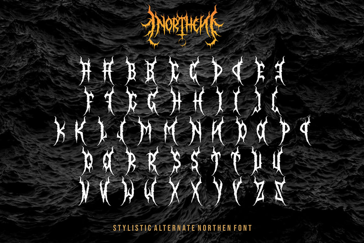 Northen (Deathcore), a Blackletter Font by Rvq Type Foundry