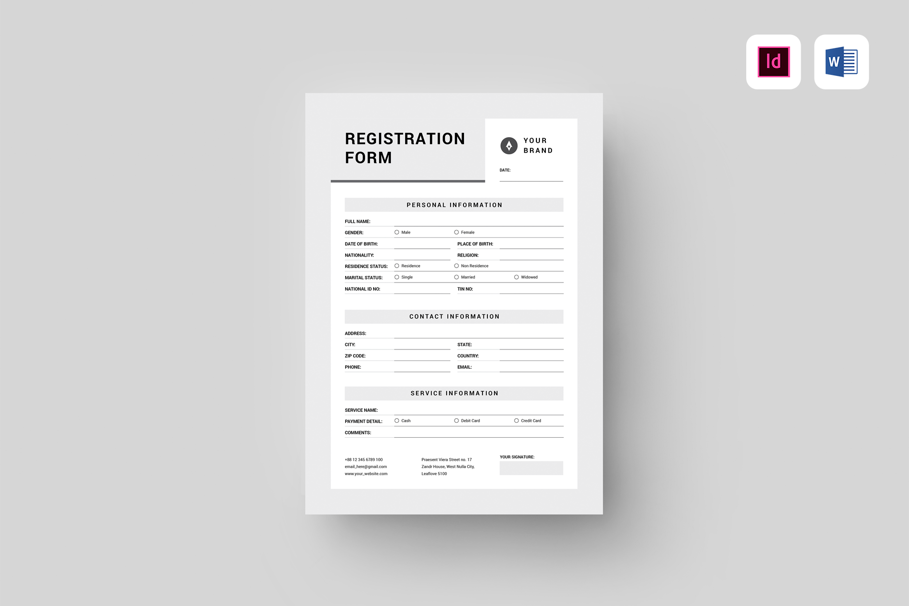 Registration Form | MS Word & Indd, a Stationery Template by Leaflove ...