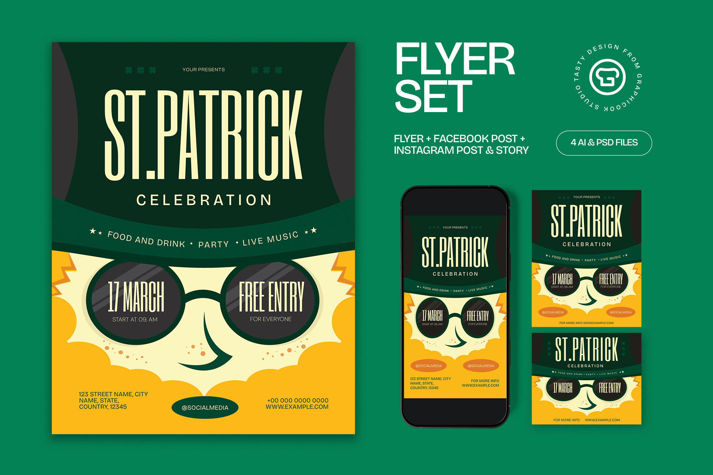 St Patricks Day Flyer, a Flyer Template by graphicook