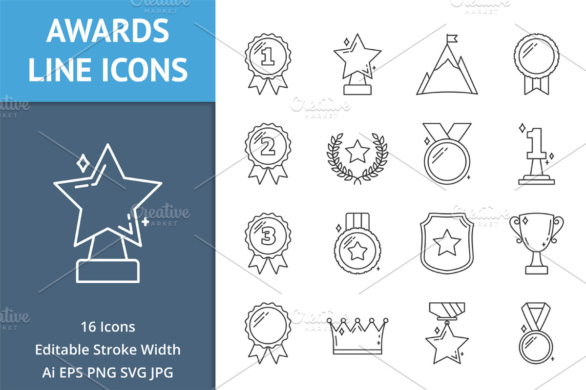 Awards Line Icons, an Outline Icon by PixMarket