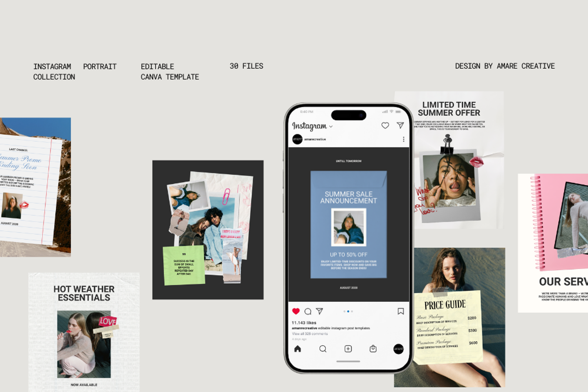 30 Instagram Portrait Canva Template | Amare Creative