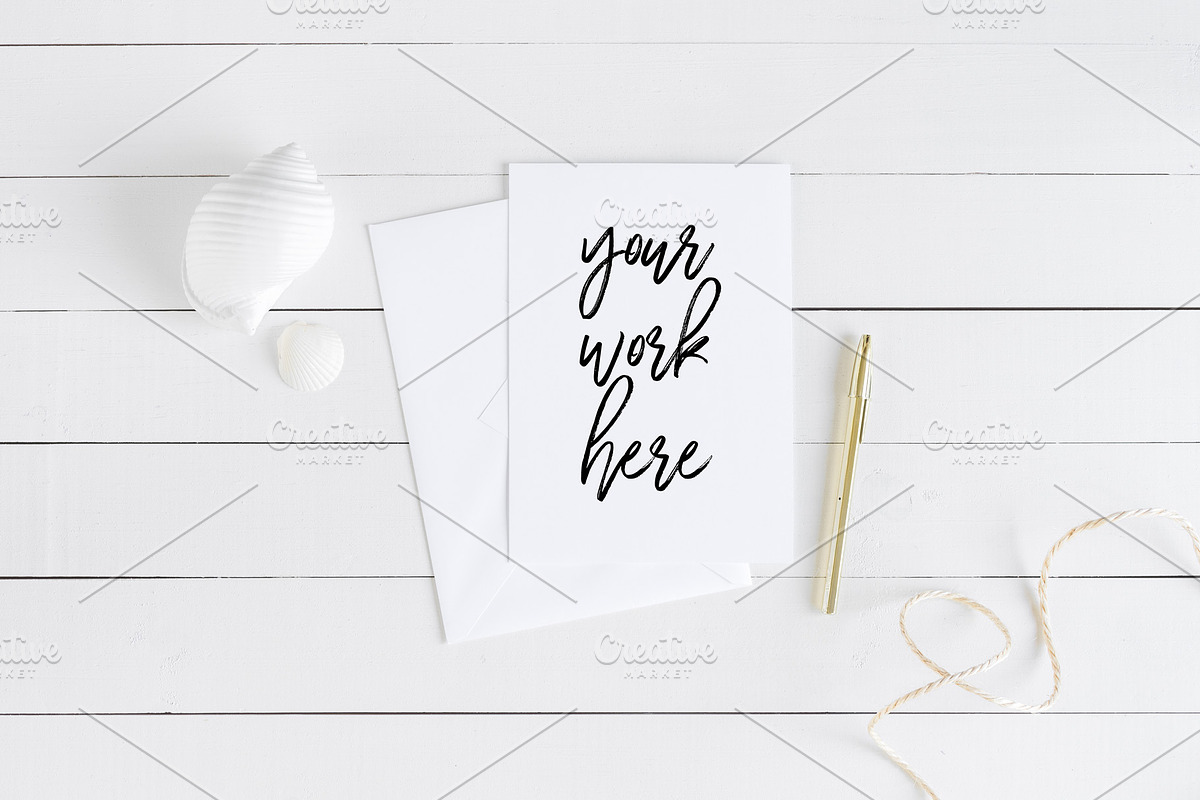 A5 Invitation Card Mockup + Envelope, a Print Template by Salt Color Studio