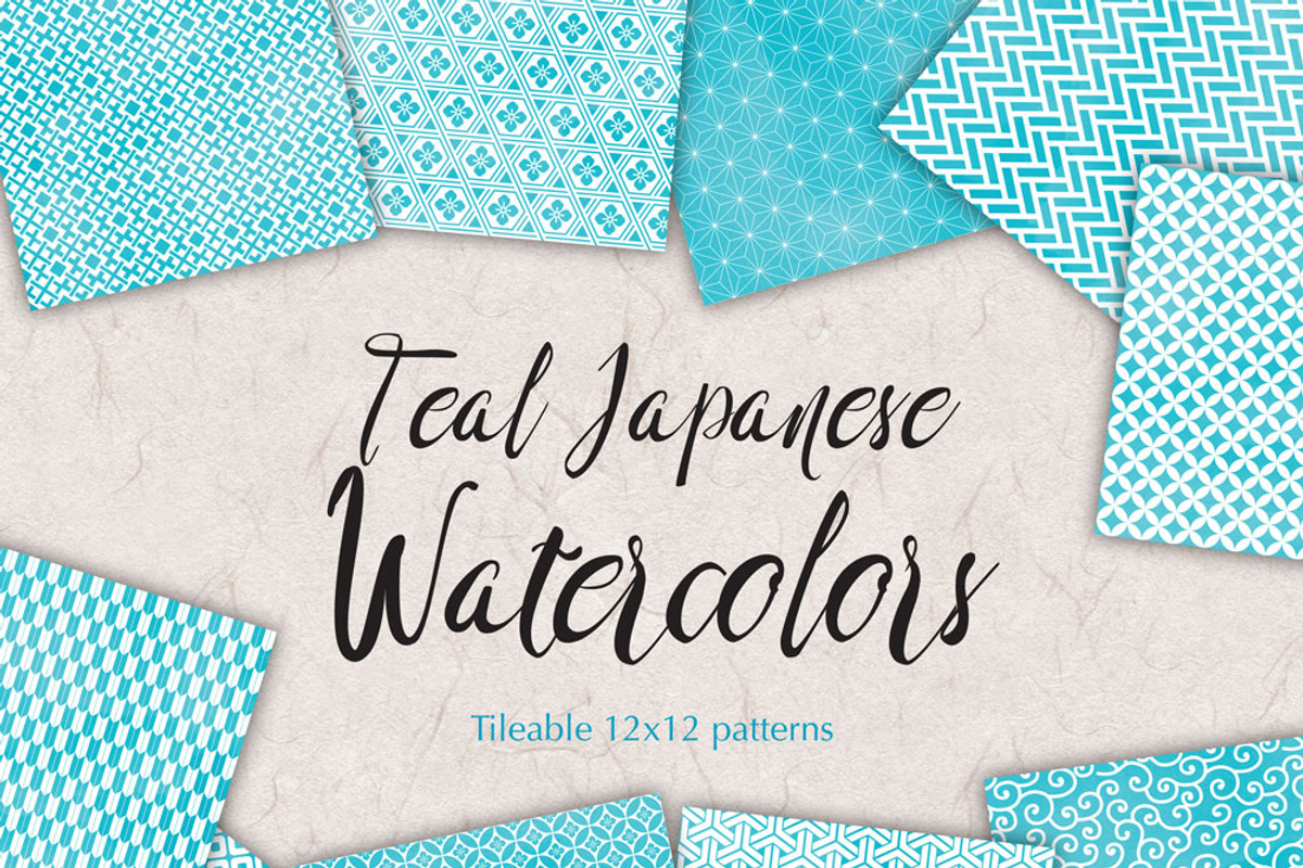 Teal Watercolor Digital Paper, a Pattern Graphic by All is full of Love ...