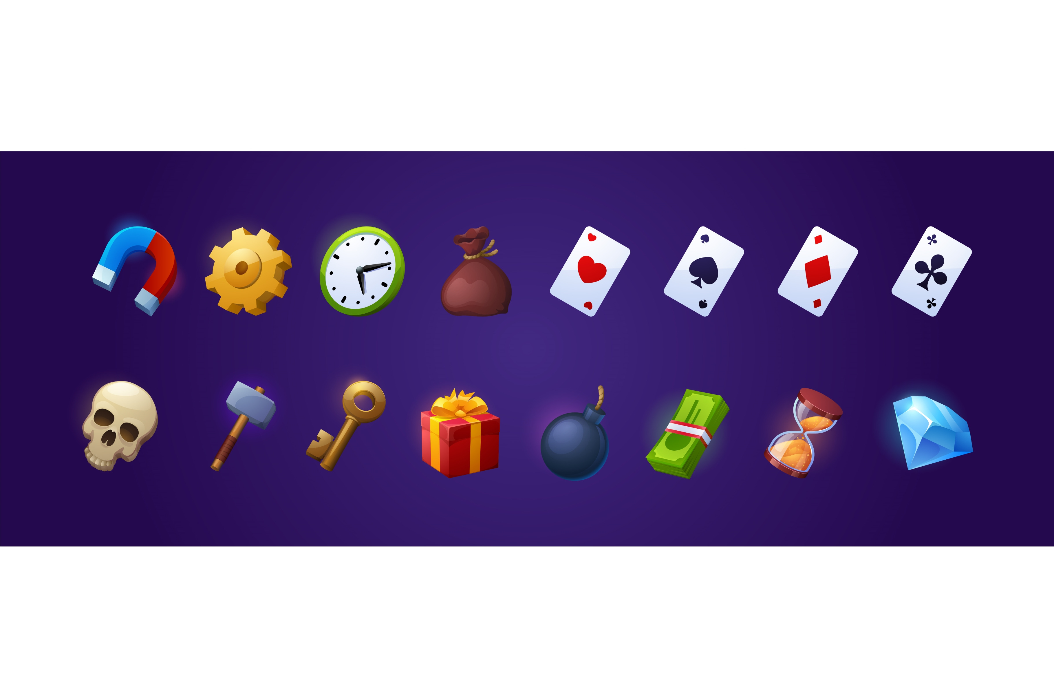 Game icons with key, money, playing | Graphic Objects ~ Creative Market