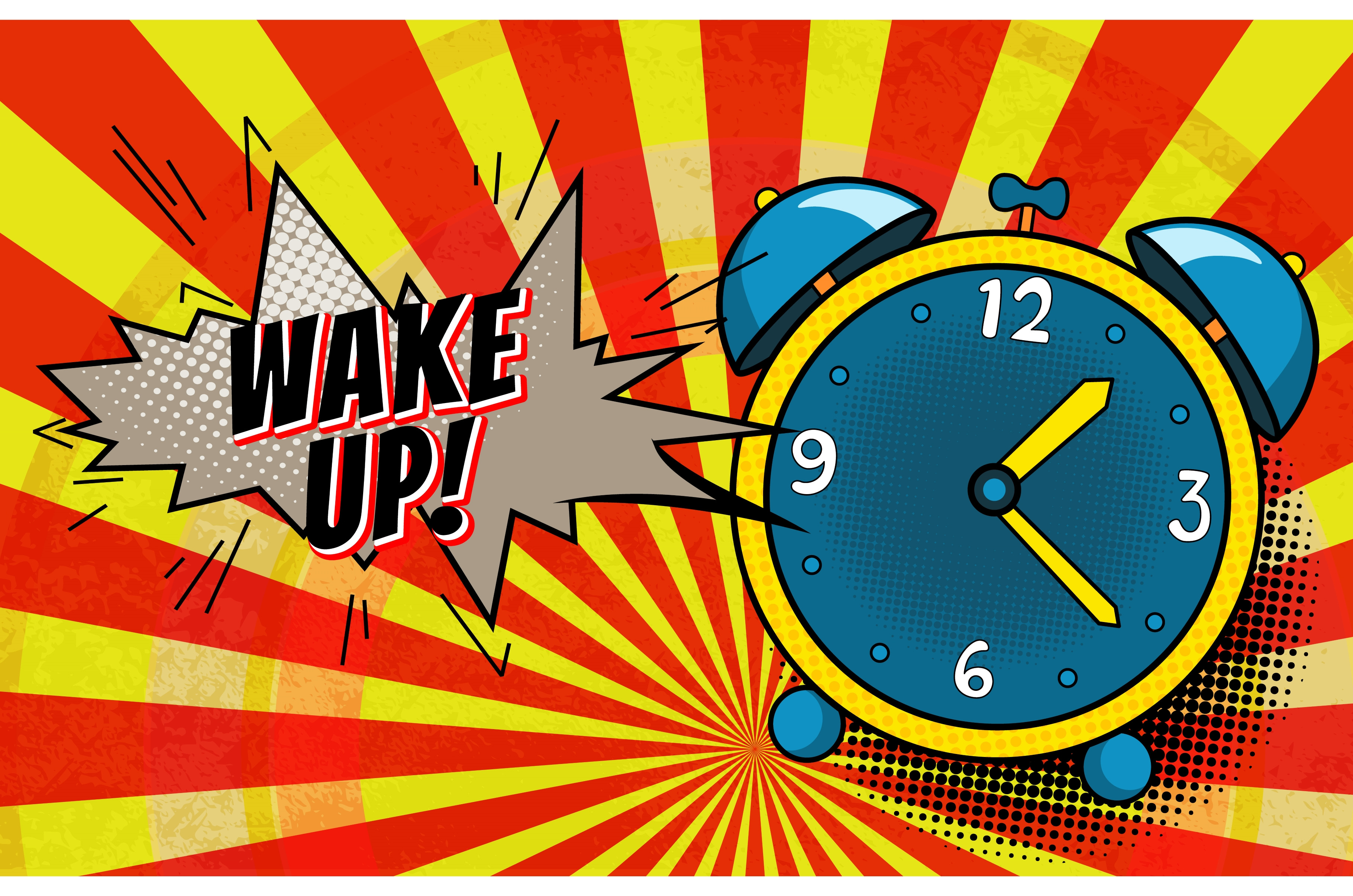 Comic alarm clock. Pop art colorful, an Object Graphic by the8monkey