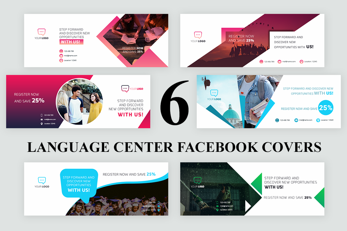 Language Center Facebook Covers, a Social Media Template by UNIK Agency