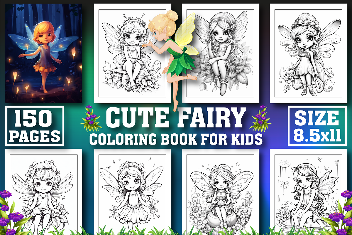 Cute Fairy Coloring Pages for Kids, an Education Illustration by Design ...