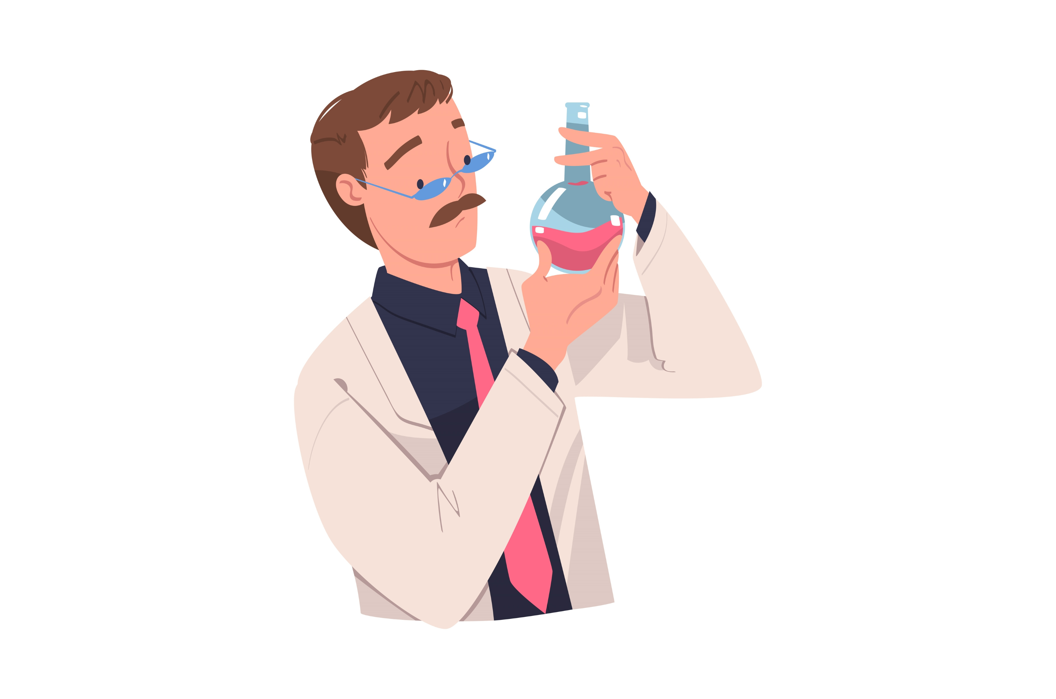 Man Scientist Character in White, a Person Illustration by TopVectors