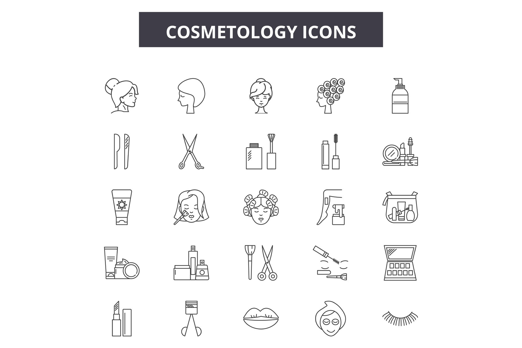 Cosmetology line icons, signs set, an Object Graphic by urban icon
