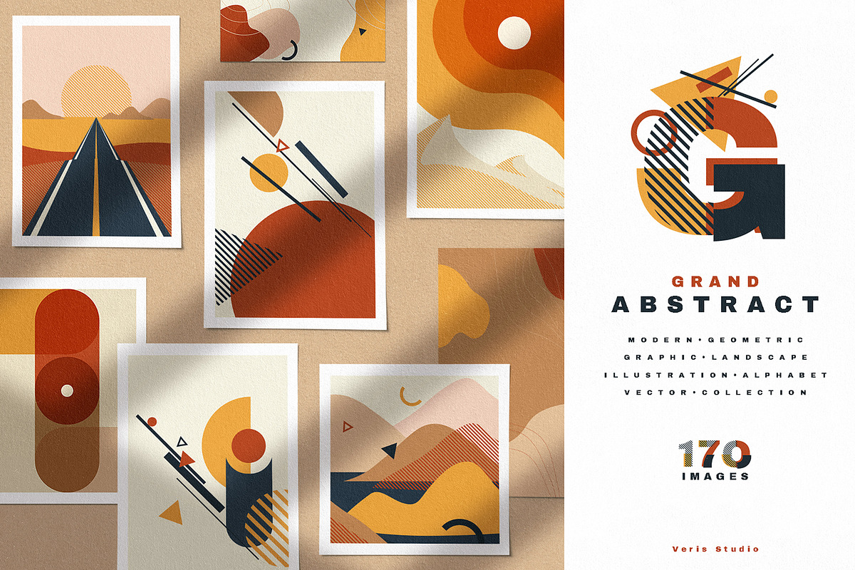 Abstract Modern Geometric Alphabet, a Decorative Illustration by Veris ...