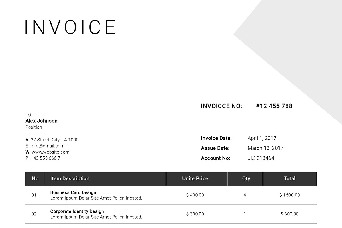 Invoice, a Stationery Template by SlideCo
