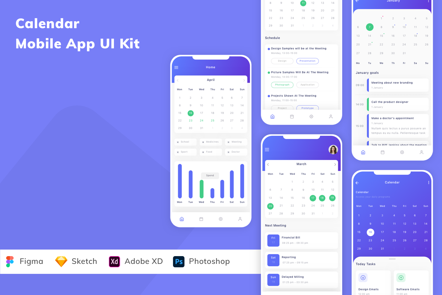 Calendar Mobile App UI Kit, an UI Kit Template by Betush