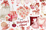 Watercolor Valentines Day Clipart. | Creative Market
