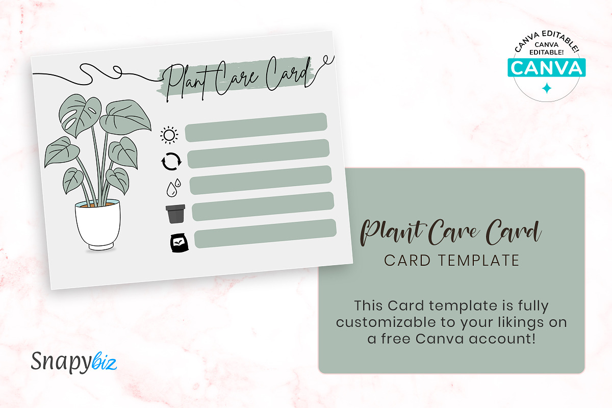 Printable Plant Care Cards Template, a Templates & Theme by Snapybiz