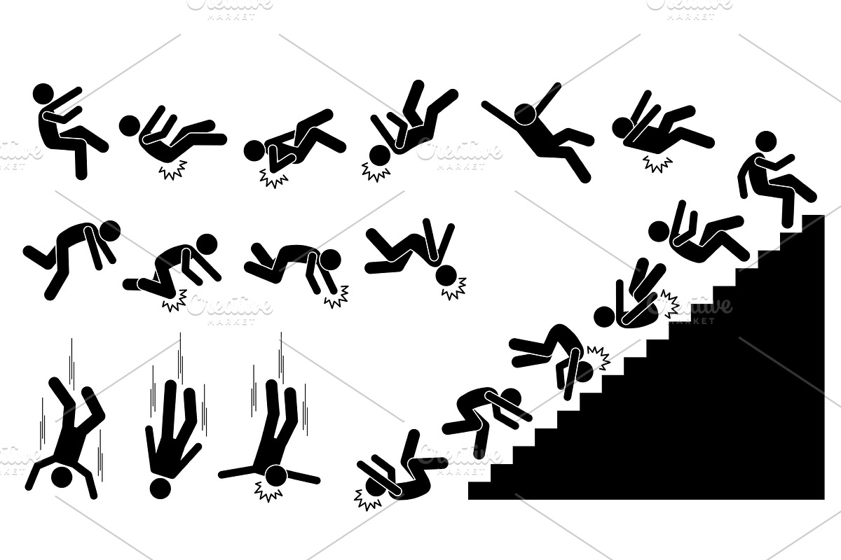 Man Falling Down Accident Stair Case, an Icon by Leremy Stick Figures