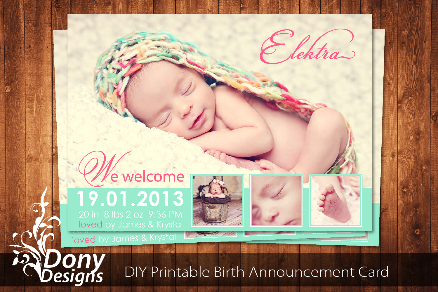 Newborn Baby Card Announcement, a Card Template by DonyDesigns