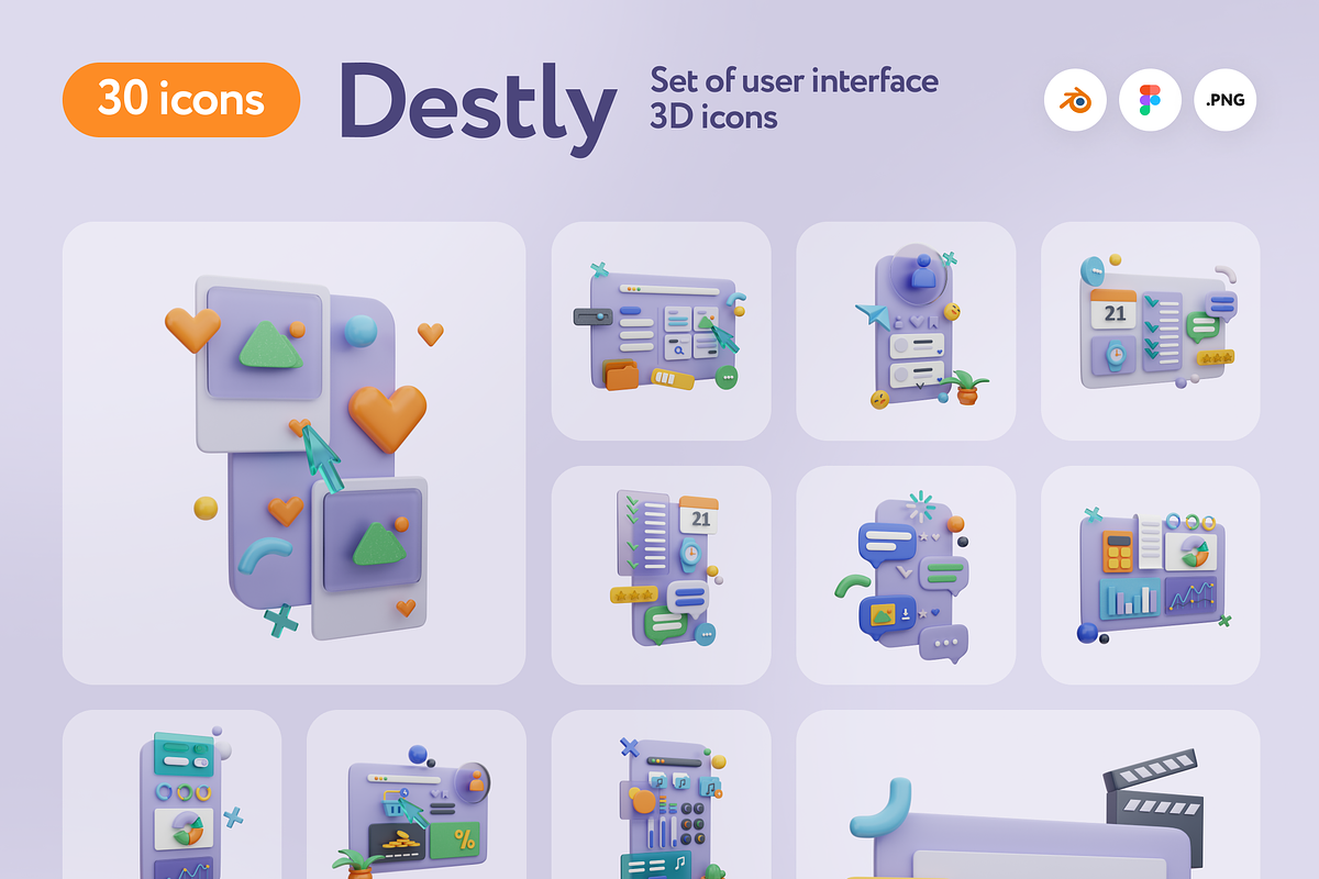 Destly Interface 3D Icons