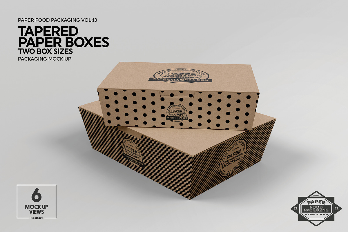 Paper Tapered Takeout Boxes Mockup, a Packaging Mockup by INCDesign