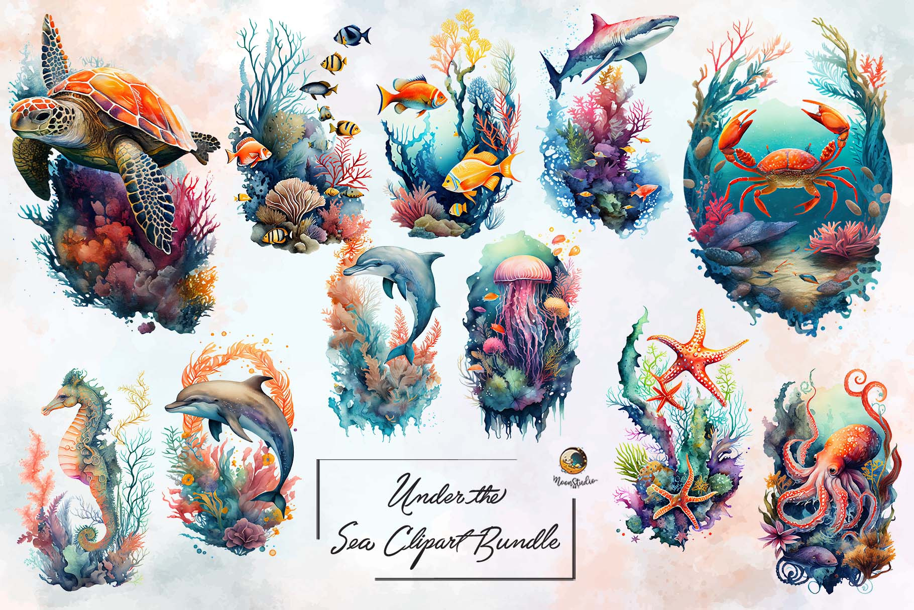 Under the Sea Clipart Bundle, a Graphic by Moon Studio