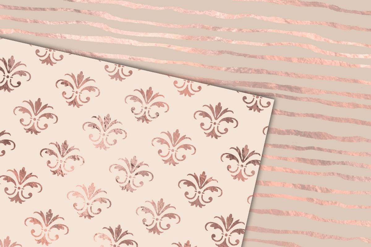 Rose Gold and Ivory Digital Paper, a Pattern Graphic by Digital Curio