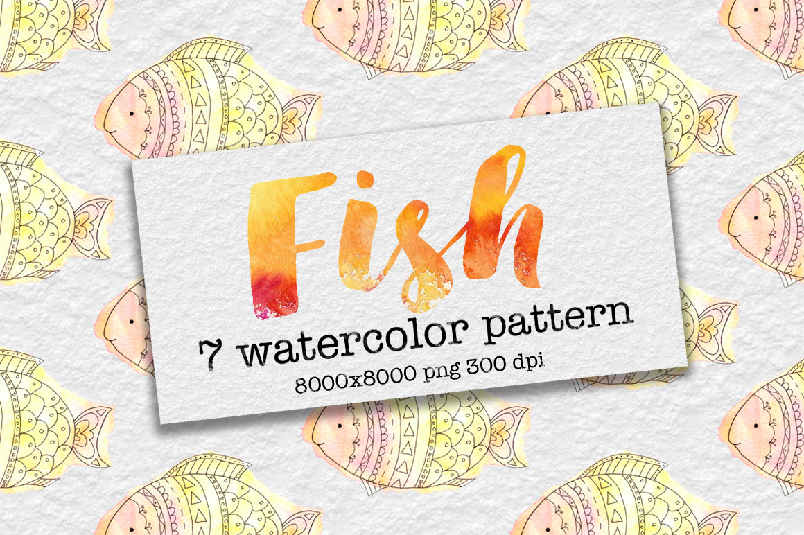 Watercolor funny fish patterns, a Pattern Graphic by Elishamelisha