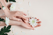 Female hand with white flowers containing creative, beauty, and female | Health & Medical Stock ...