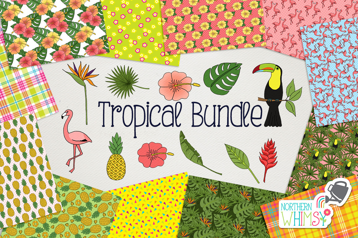 Tropical Bundle, a Pattern Graphic by Northern Whimsy Design | Creative ...