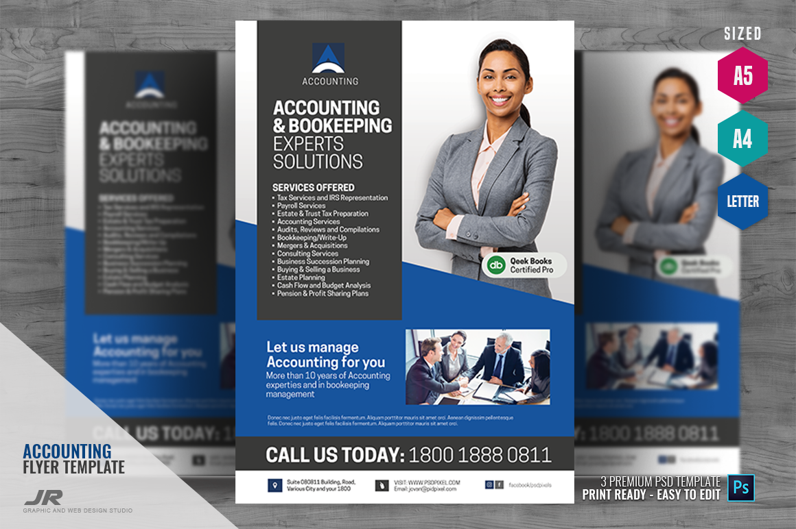 Accounting Company Services Flyer, a Flyer Template by PSDPixel
