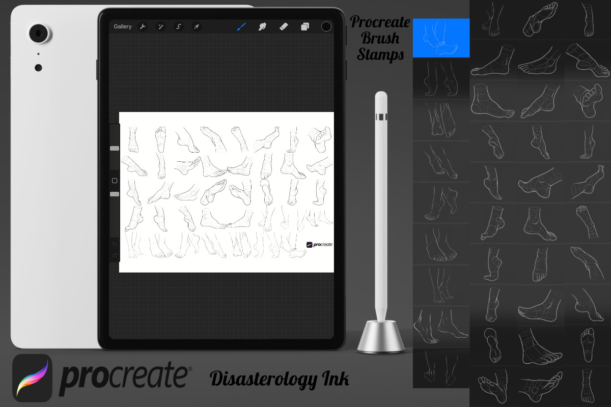Feet Set 1 Procreate Brush Stamp, a Brush Add-On by Disasterology Ink