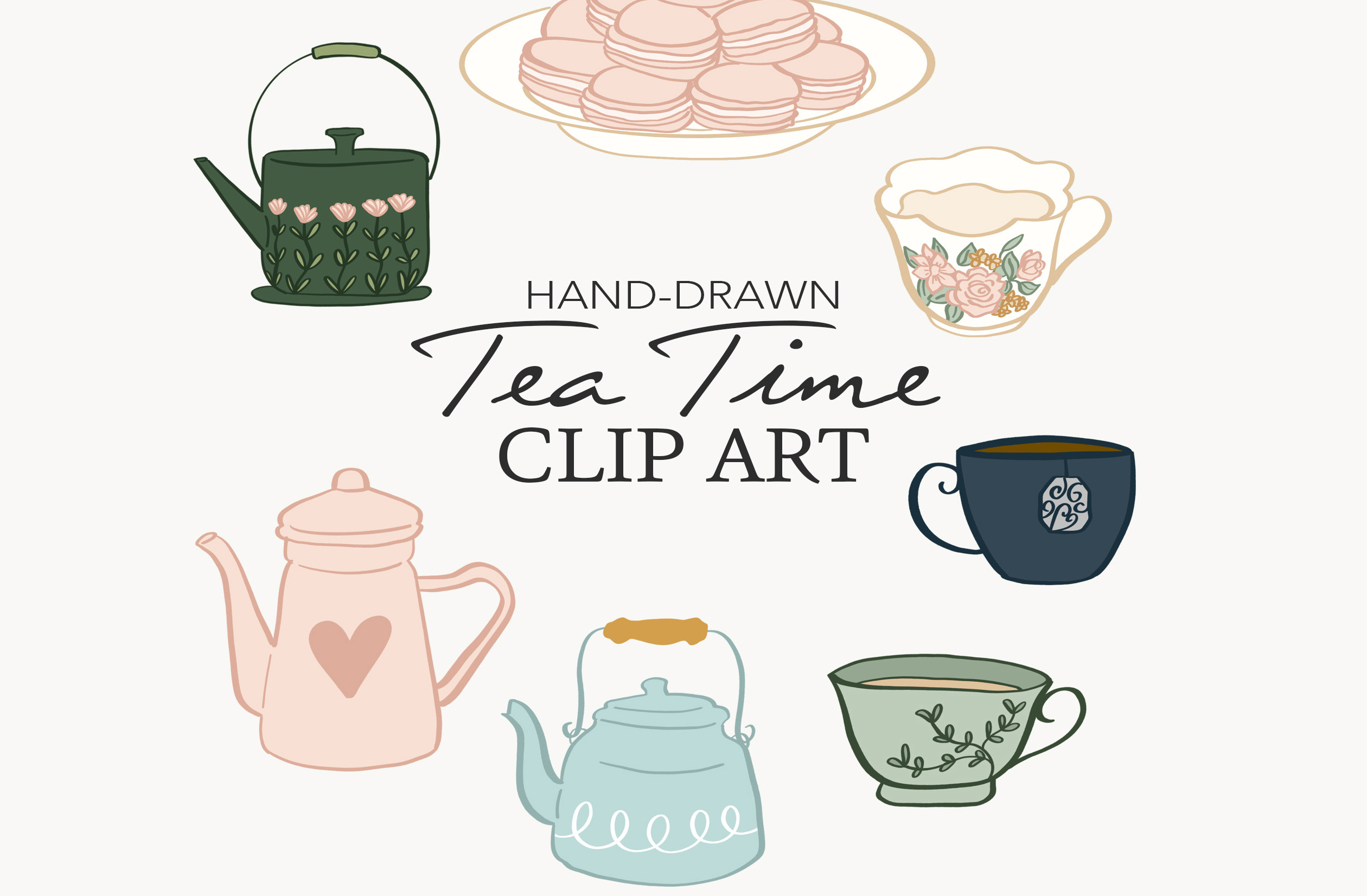 Teatime Clip Art, Tea Party Graphics, an Illustration by WinshipAndRose